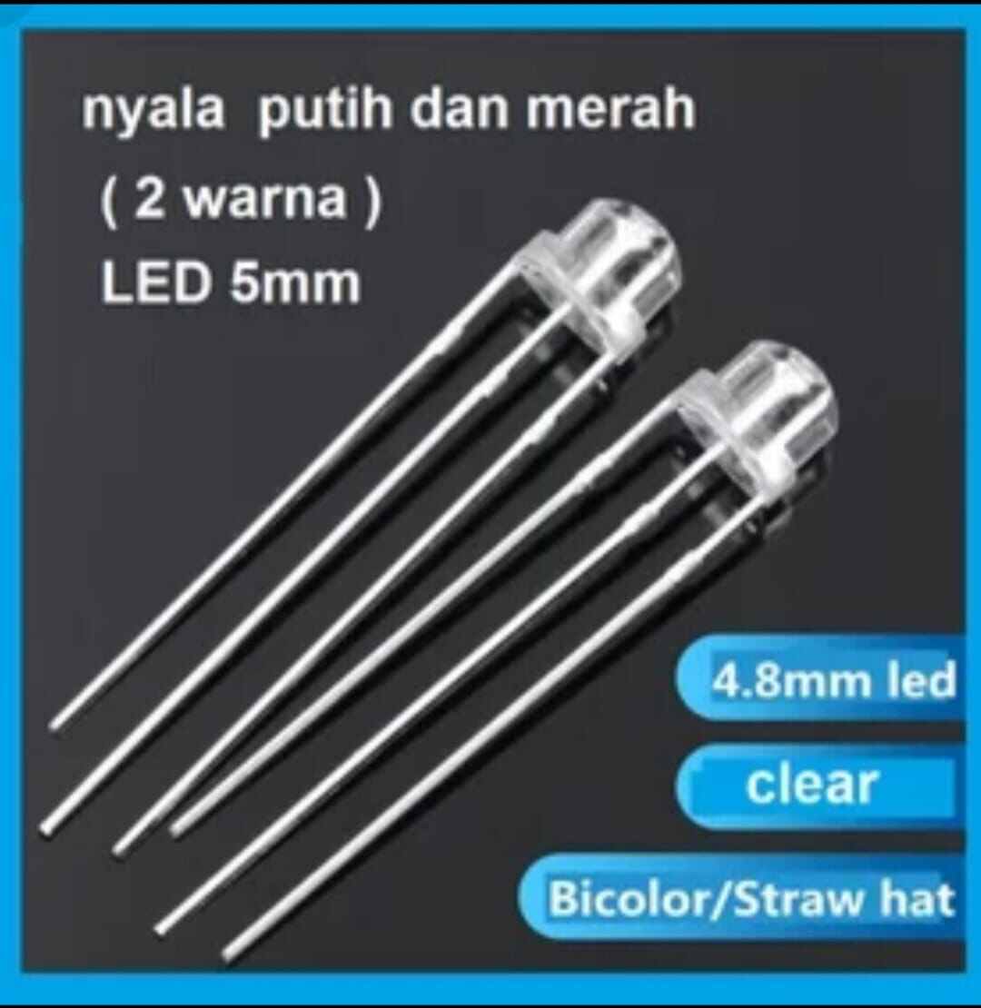 Lampu led 5mm kaki tiga nyala merah dan putih per 10 pcs | Lazada Indonesia