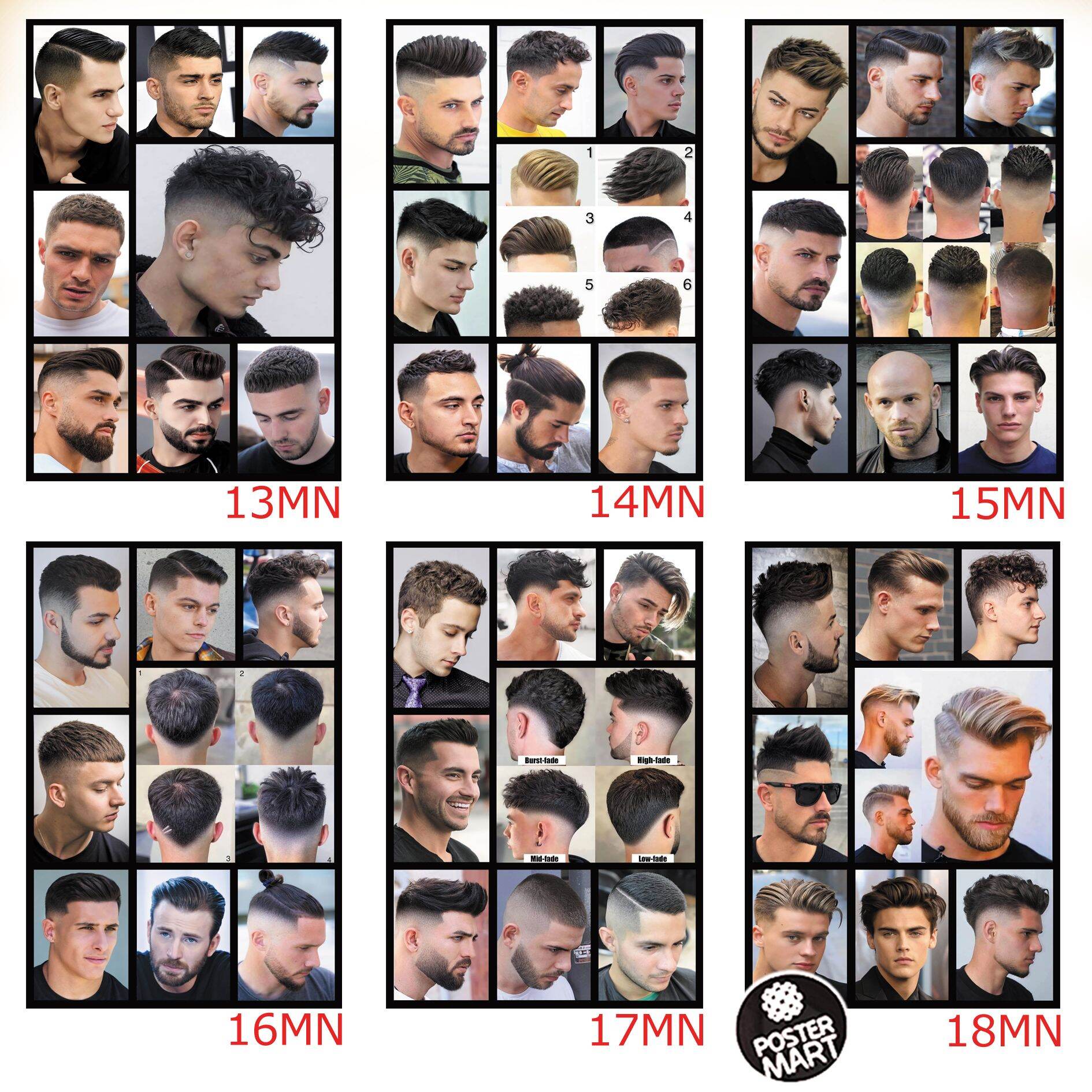 POSTER MODEL RAMBUT POSTER PANGKAS RAMBUT POSTER BARBERSHOP 2 | Lazada ...