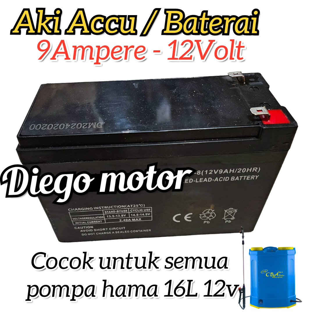 Baterai Aki Kering Untuk Pompa Semprot Hama Sprayer Elektrik 16 Liter 9 ...
