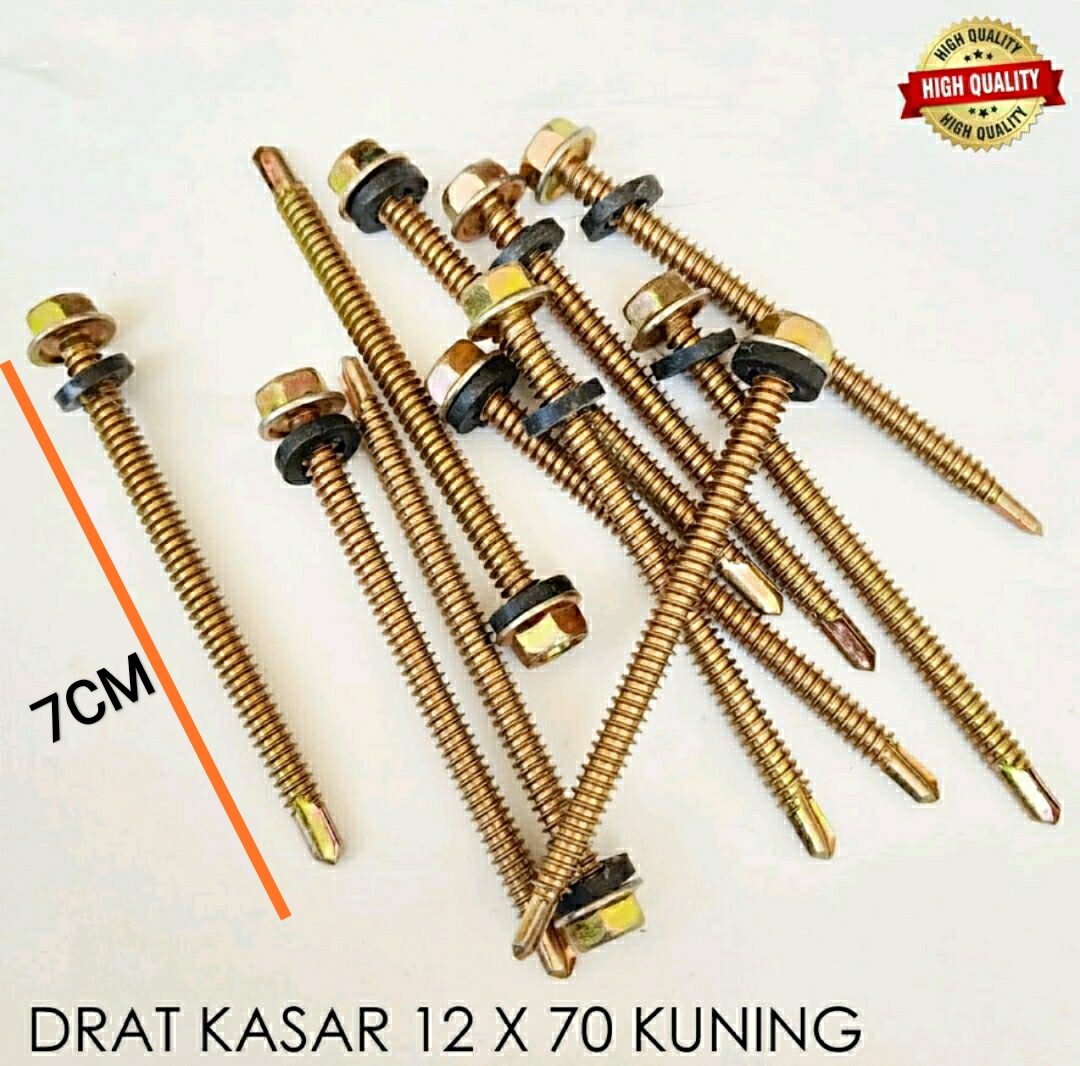 Baut Sekrup Baja Ringan Roofing Drat Kasar Kayu 7cm 12x70 | Lazada ...