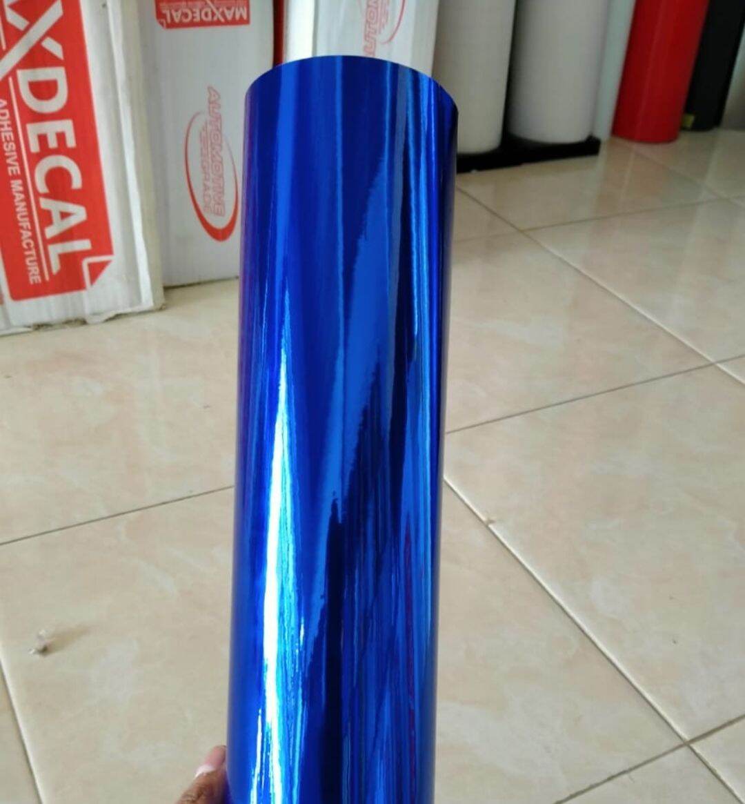 Stiker skotlet motor biru chrome 50cm x 45cm sticker biru chrome super ...