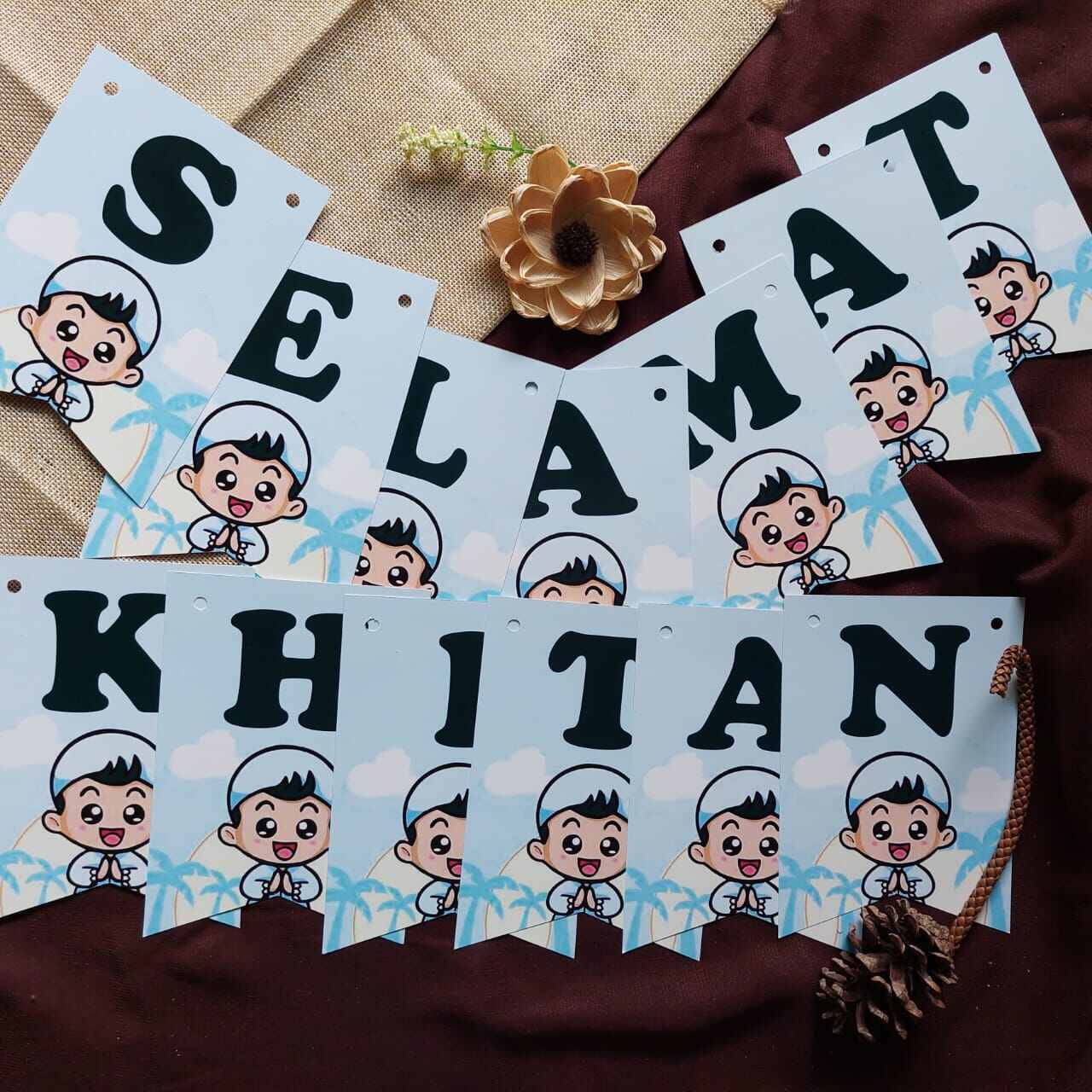 Bunting Flag Karakter Khitanan Selamat Khitan 1 set / Banner Khitanan ...