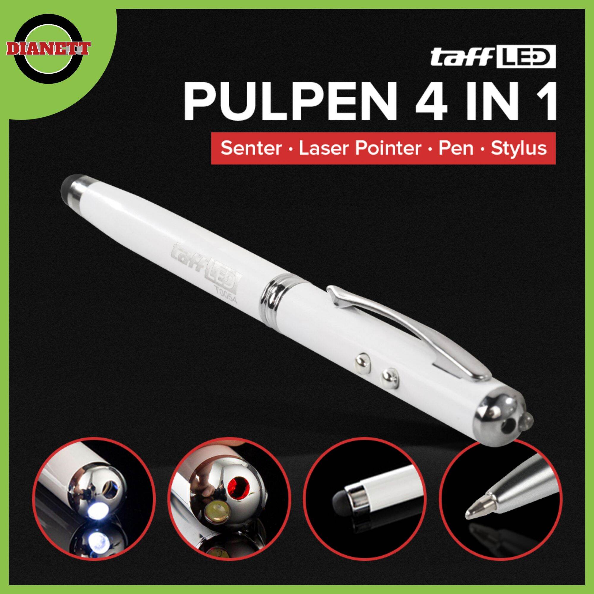 Pulpen 4 in 1 Senter Laser Pointer Pen dan Stylus Tinta Hitam / Pulpen ...
