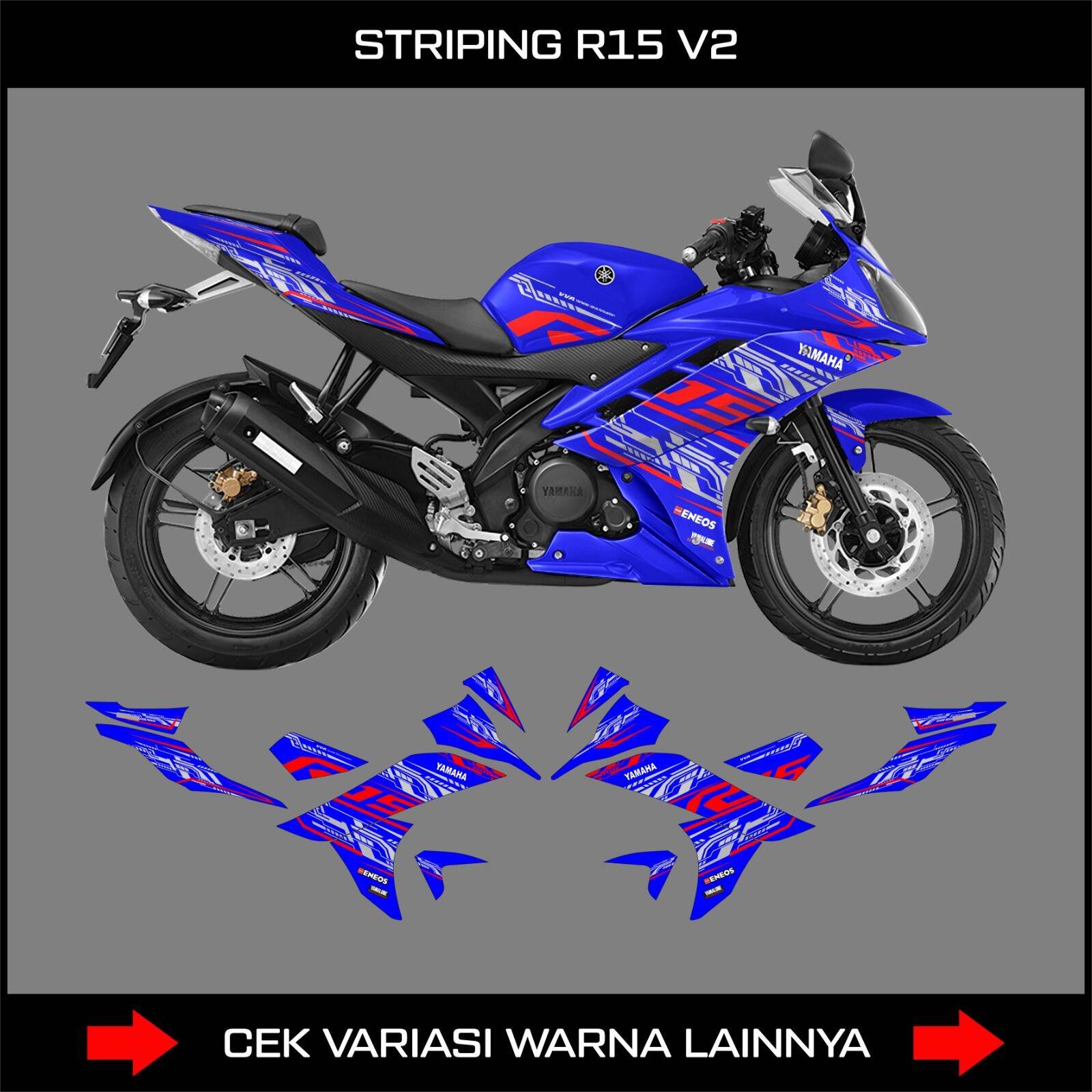 Striping Yamaha R15 V2 Variasi Robot Racing / Stiker Motor R 15 Desain ...