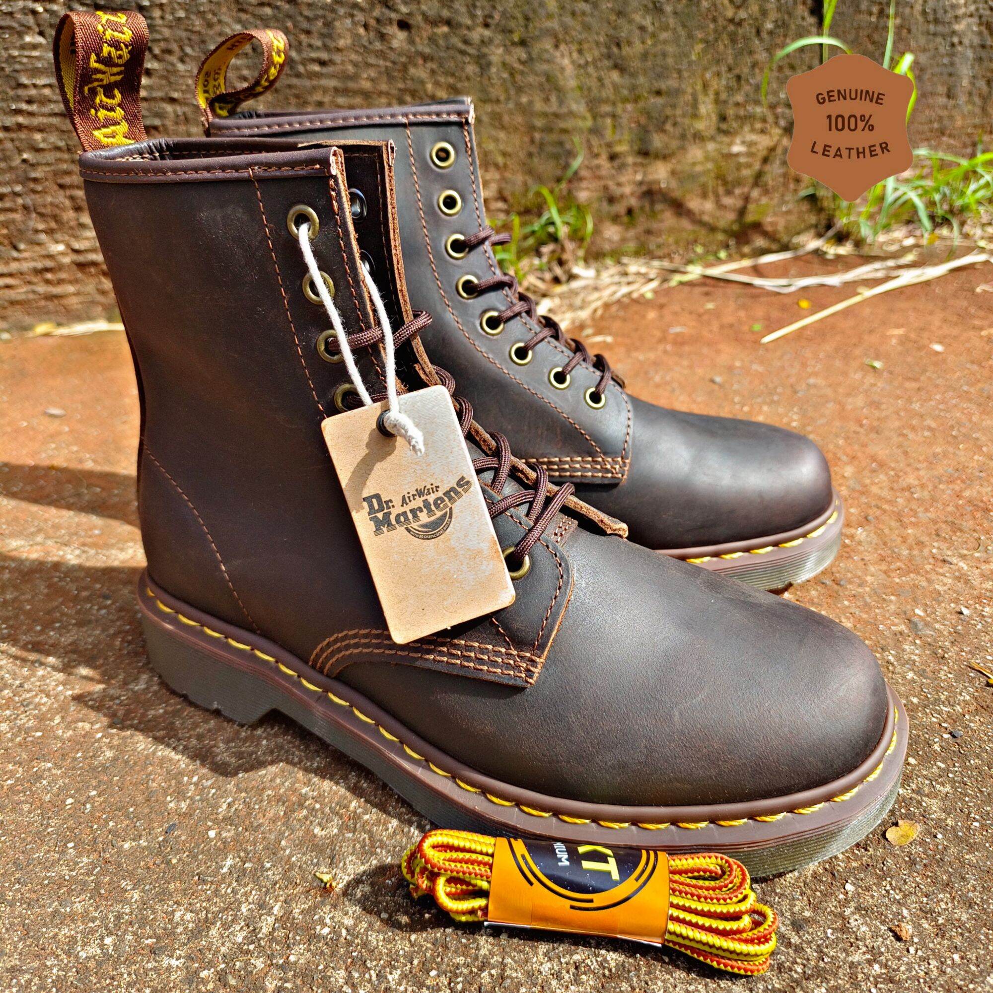 Dr.martens Boots Docmart 1460 Crazy Horse Gaucho Coffee 8 Hole Ultimate ...