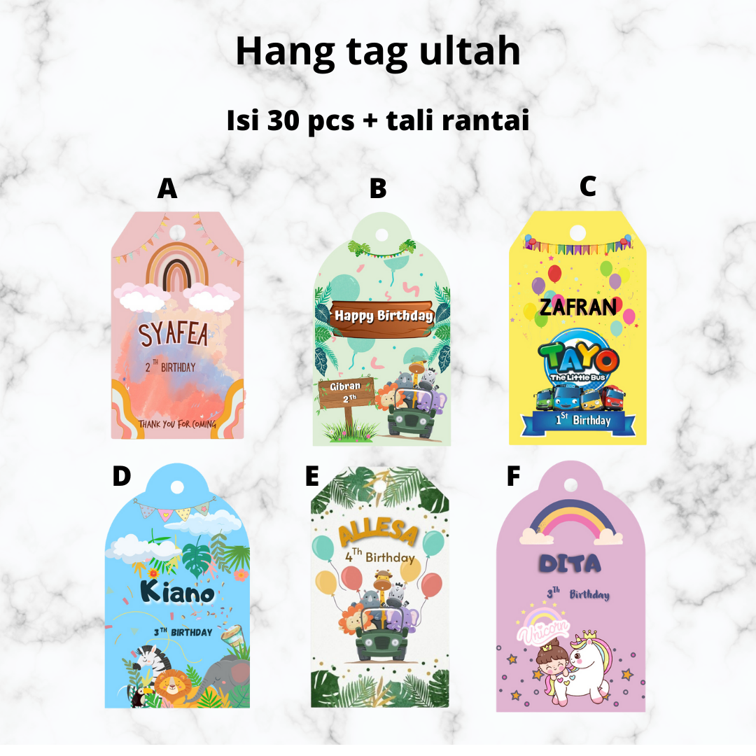 ISI 30 PCS Hang tag kartu ucapan ulang tahun tasyakuran custom | Lazada ...