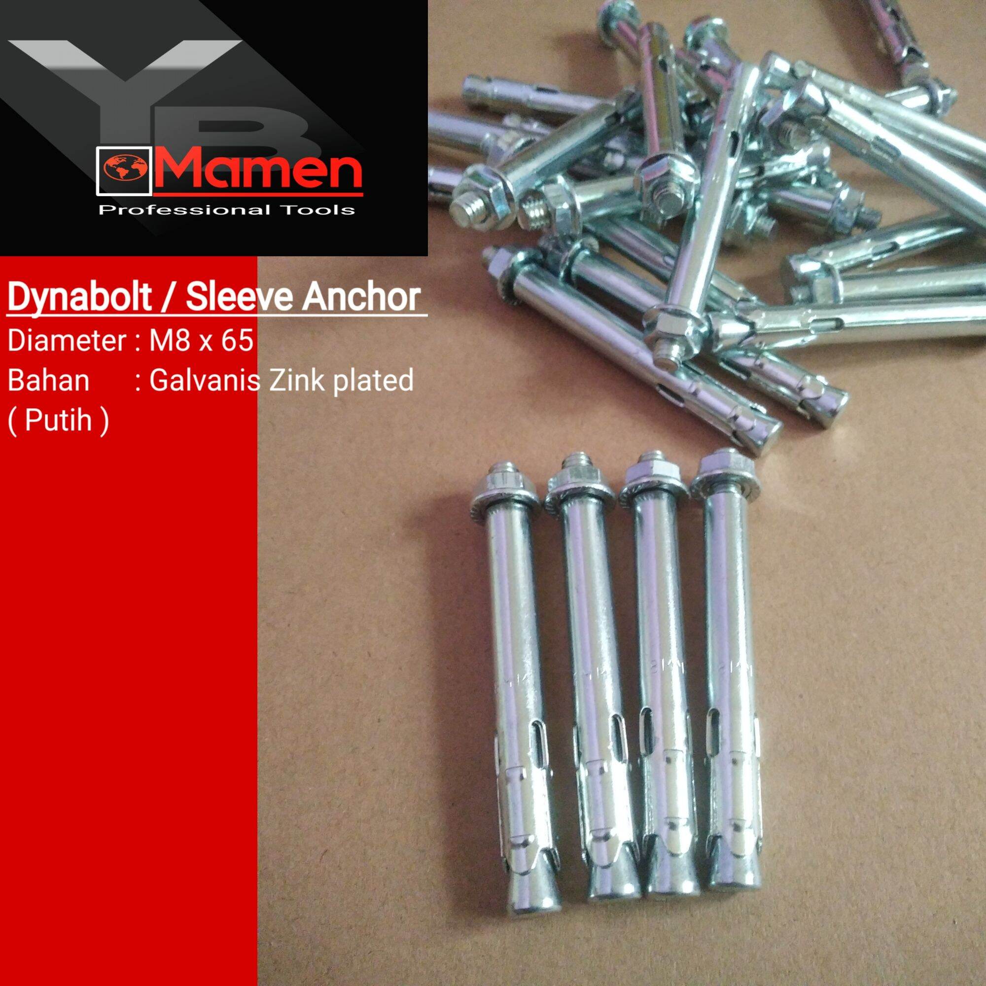 Dynabolt M8X65 / Sleeve Anchor M8X65 Galvanis zinc plated | Lazada ...