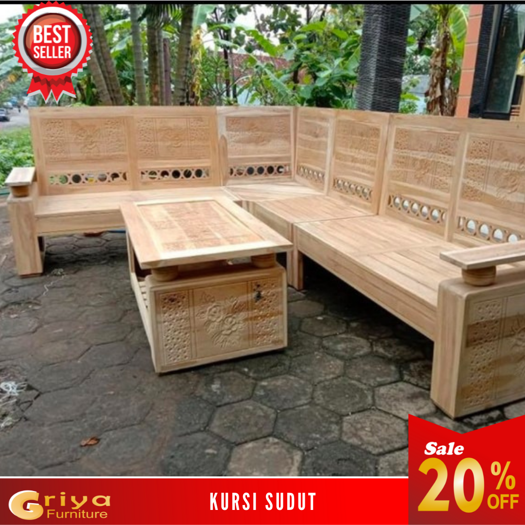 Kursi Set Meja Ruang Tamu Kayu Jati Asli Minimalis | Lazada Indonesia