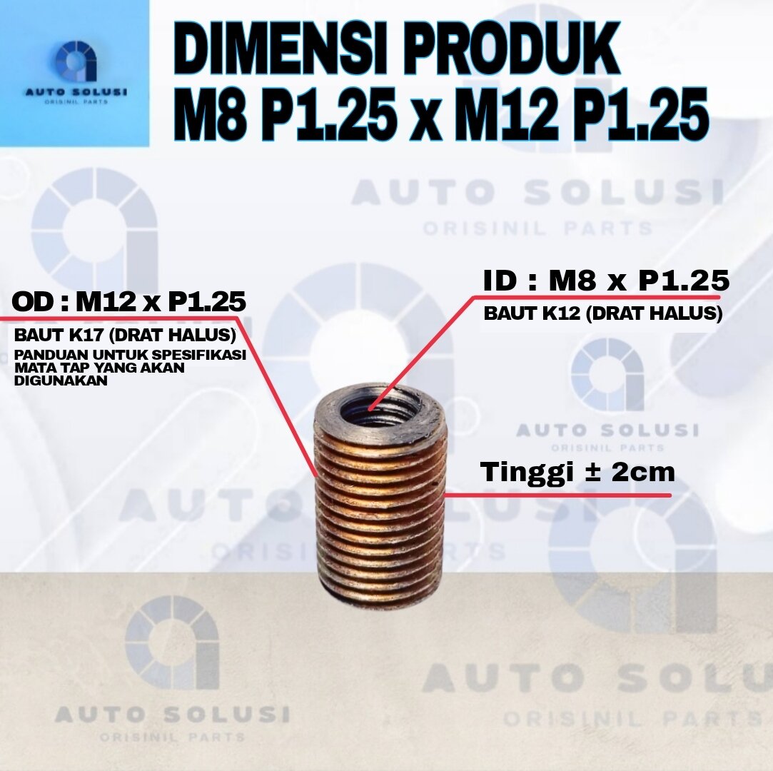 BOS DRAT M8 x M12 SPESIFIKASI DALAM BAUT KUNCI 12 x LUAR BAUT KUNCI 17 ...