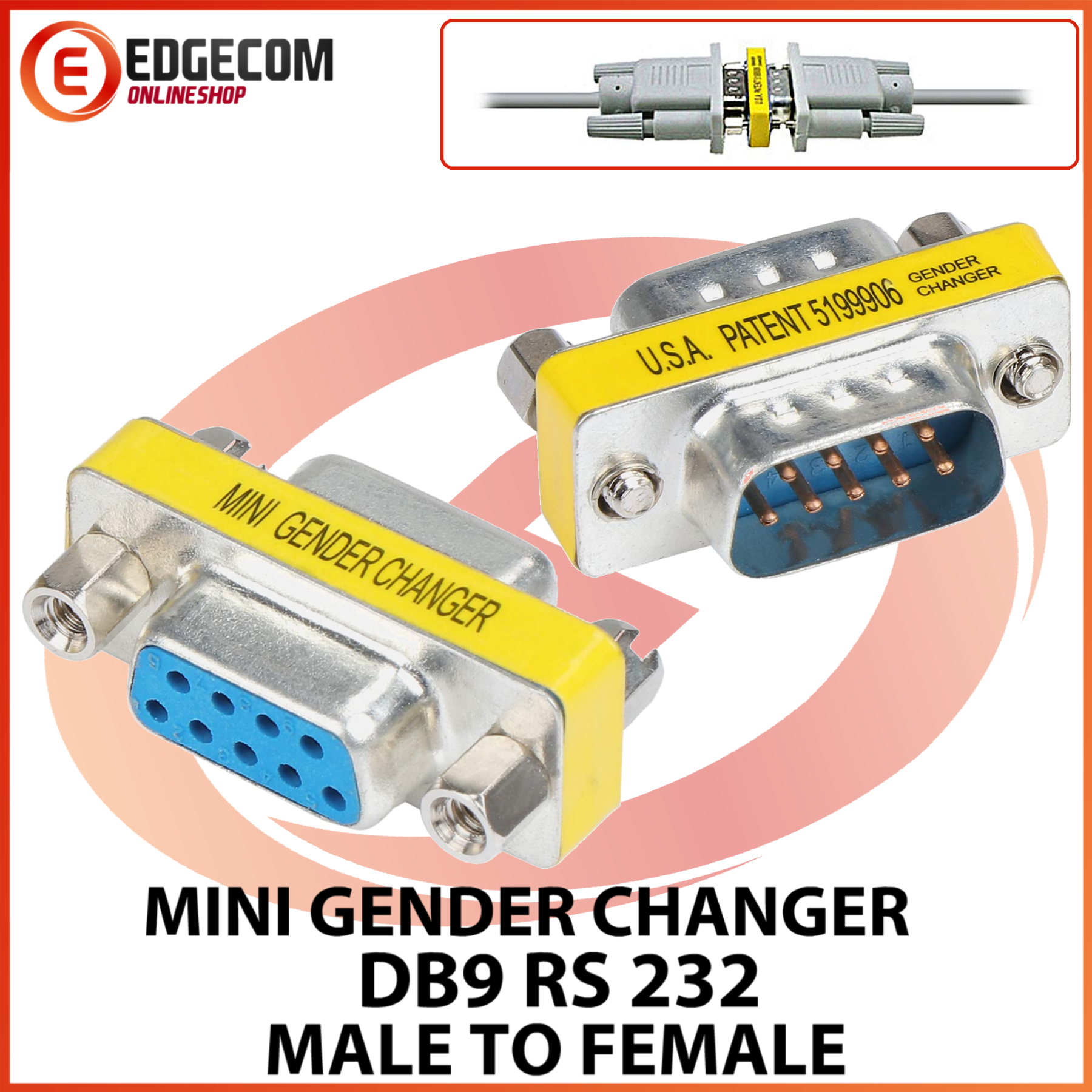 Gender / Konektor RS232 SERIAL DB9 Male to Female 9 Pin Adapter ...