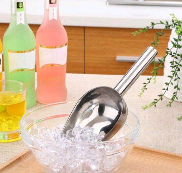 SENDOK ES BATU STAINLESS BESAR / SKOP BERAS KECIL / SEROKAN BIJI BIJIAN ...