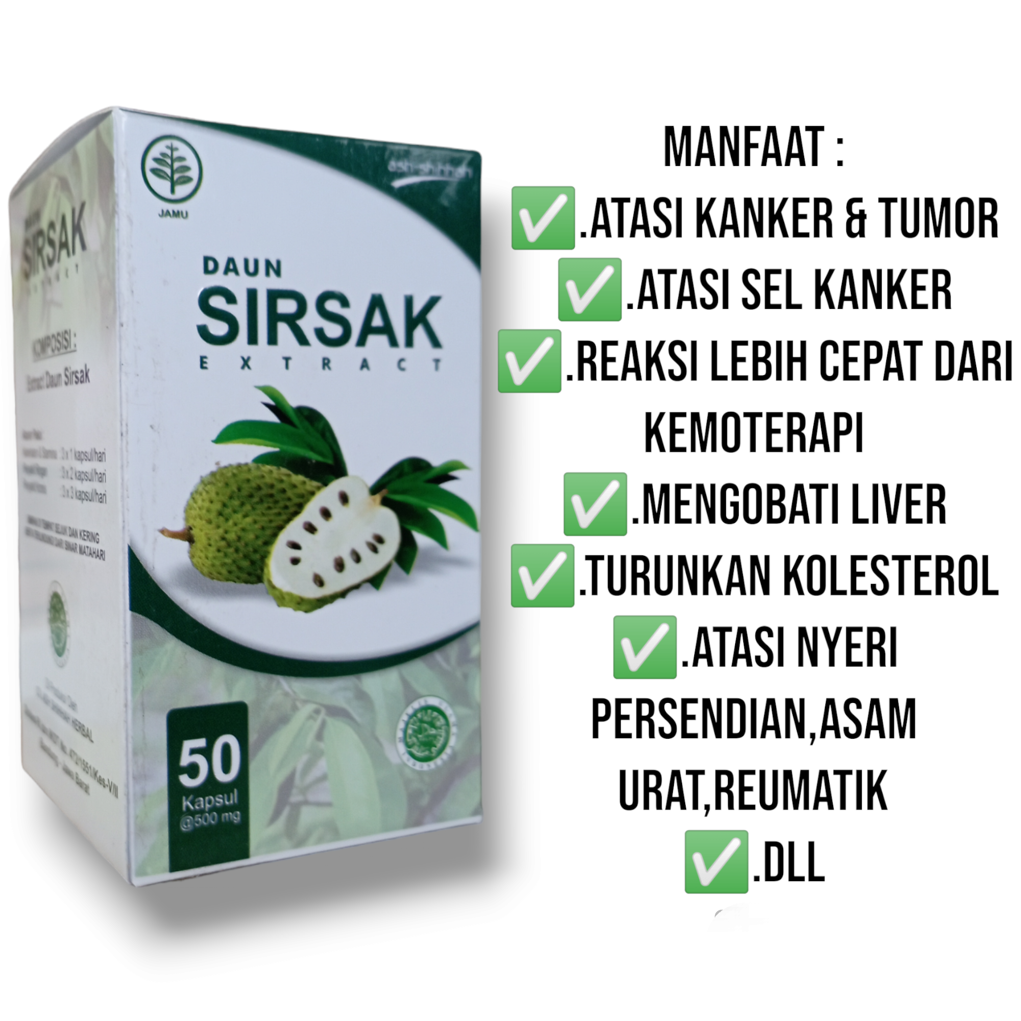 Herbal Daun sirsak - anti kanker tumor - 50 kapsul | Lazada Indonesia
