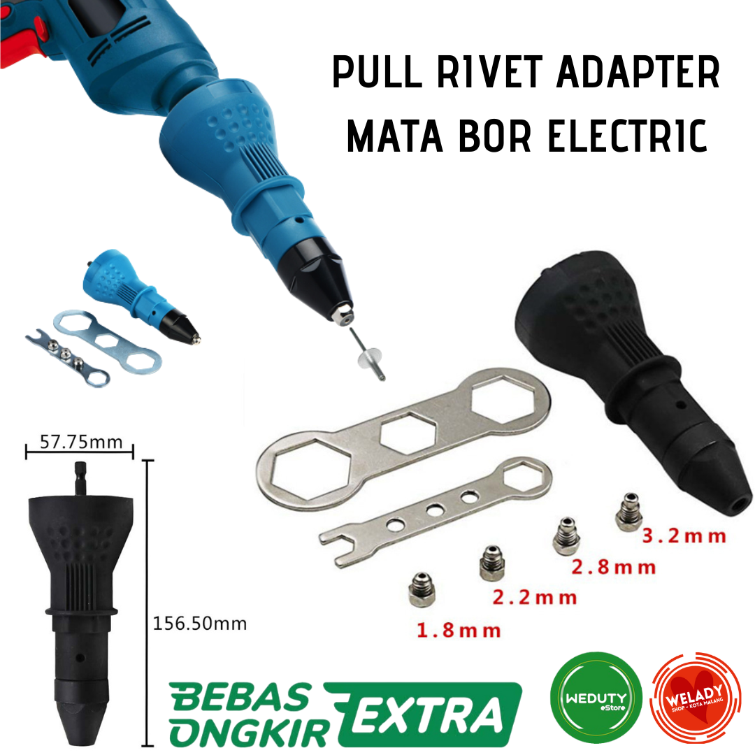 ADAPTER KONVERSI PULL RIVET ELECTRIC MATA BOR PAKU RIVET OTOMATIS UNTUK ...