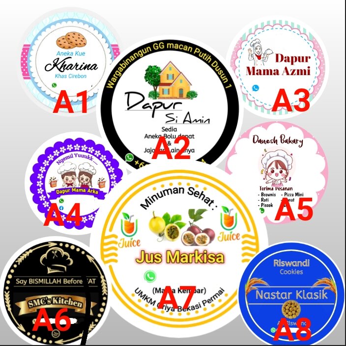 sticker jualan makanan label stiker logo olshop merk sendiri / MURAH ...