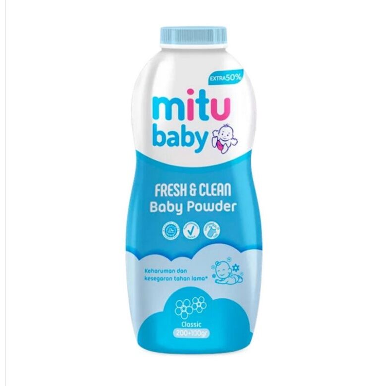 Mitu Baby Powder Pink Biru Ukuran 200+100 gr 100+50 gr 50+25 gr Ukuran ...