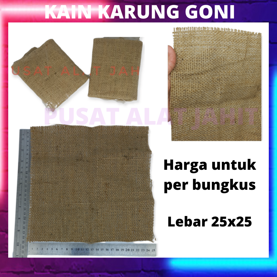 BAHAN KAIN KARUNG BURLAP JUTE GONI RAMI NATURAL PER BUNGKUS 25x25cm ...