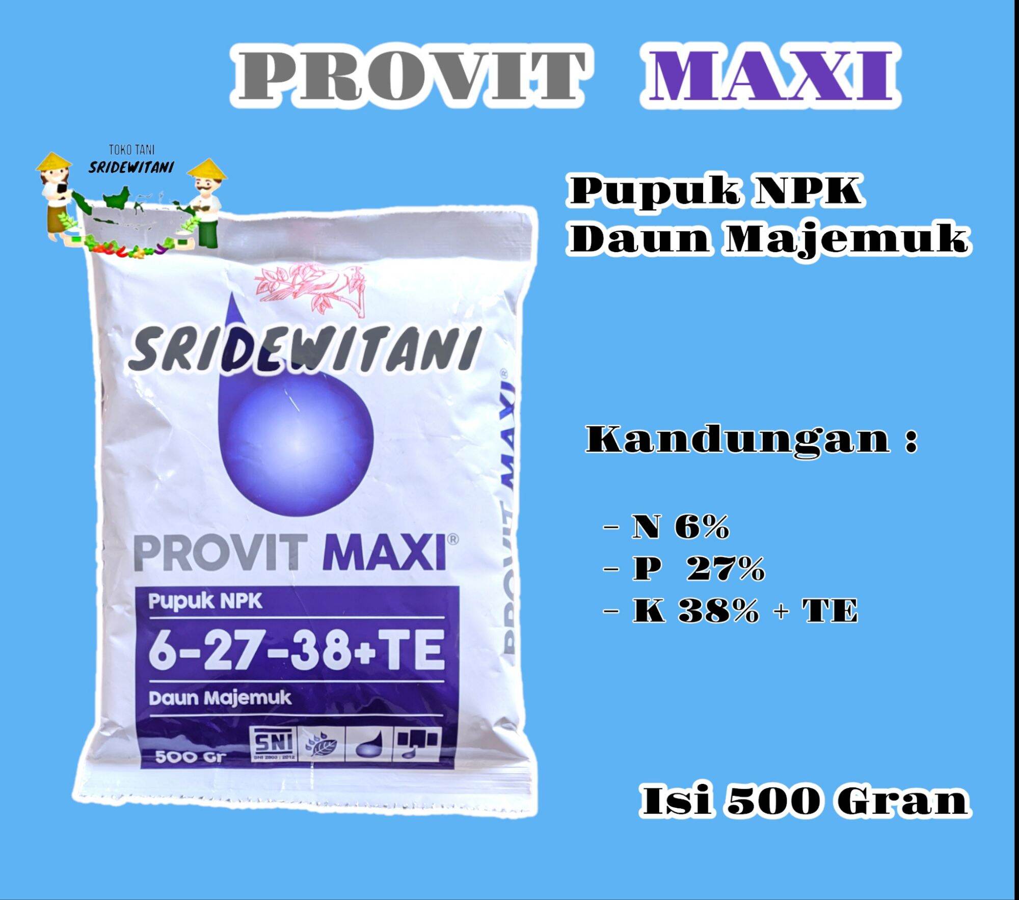 Pupuk NPK PROVIT MAXI 500 gram Kemasan Pabrik MEROKE TETAP JAYA | Lazada Indonesia