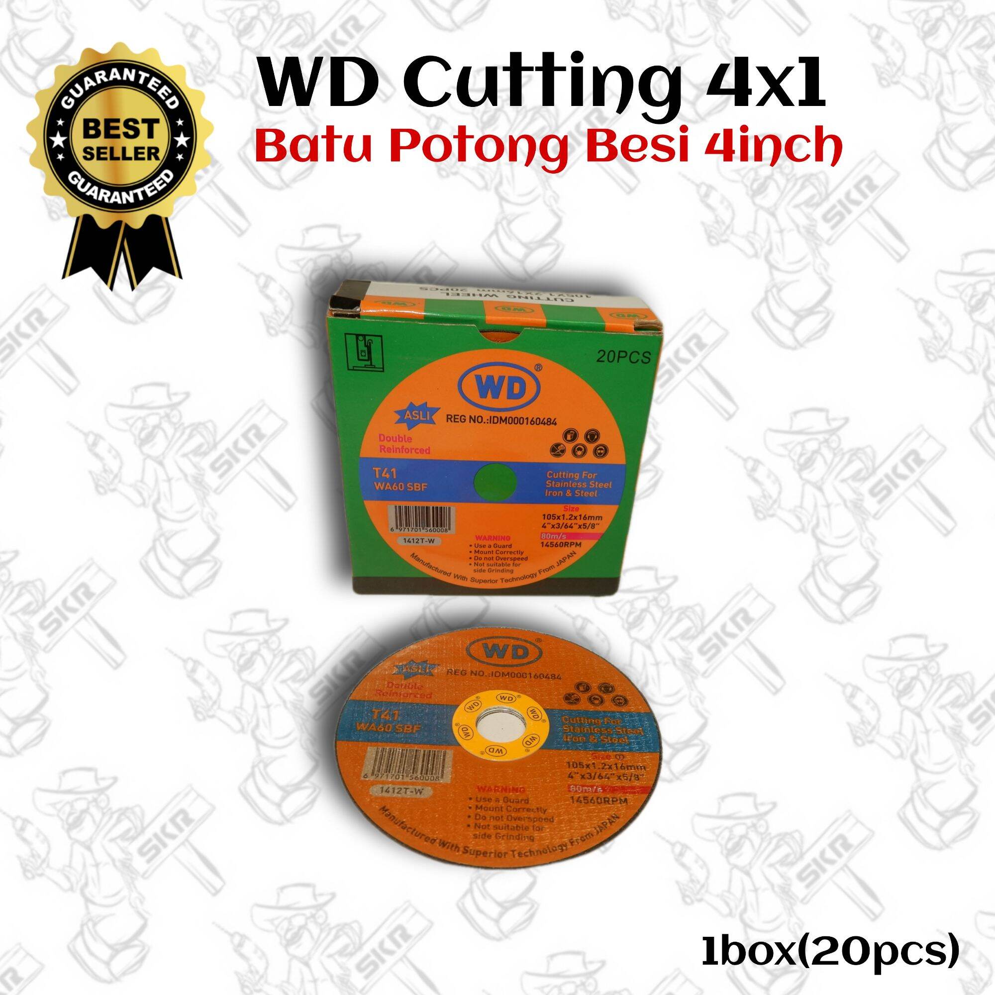 1pak(20pcs) WD 4x1 .Batu Gerinda Potong /Cutting Wheel 4" Tipis WD ...