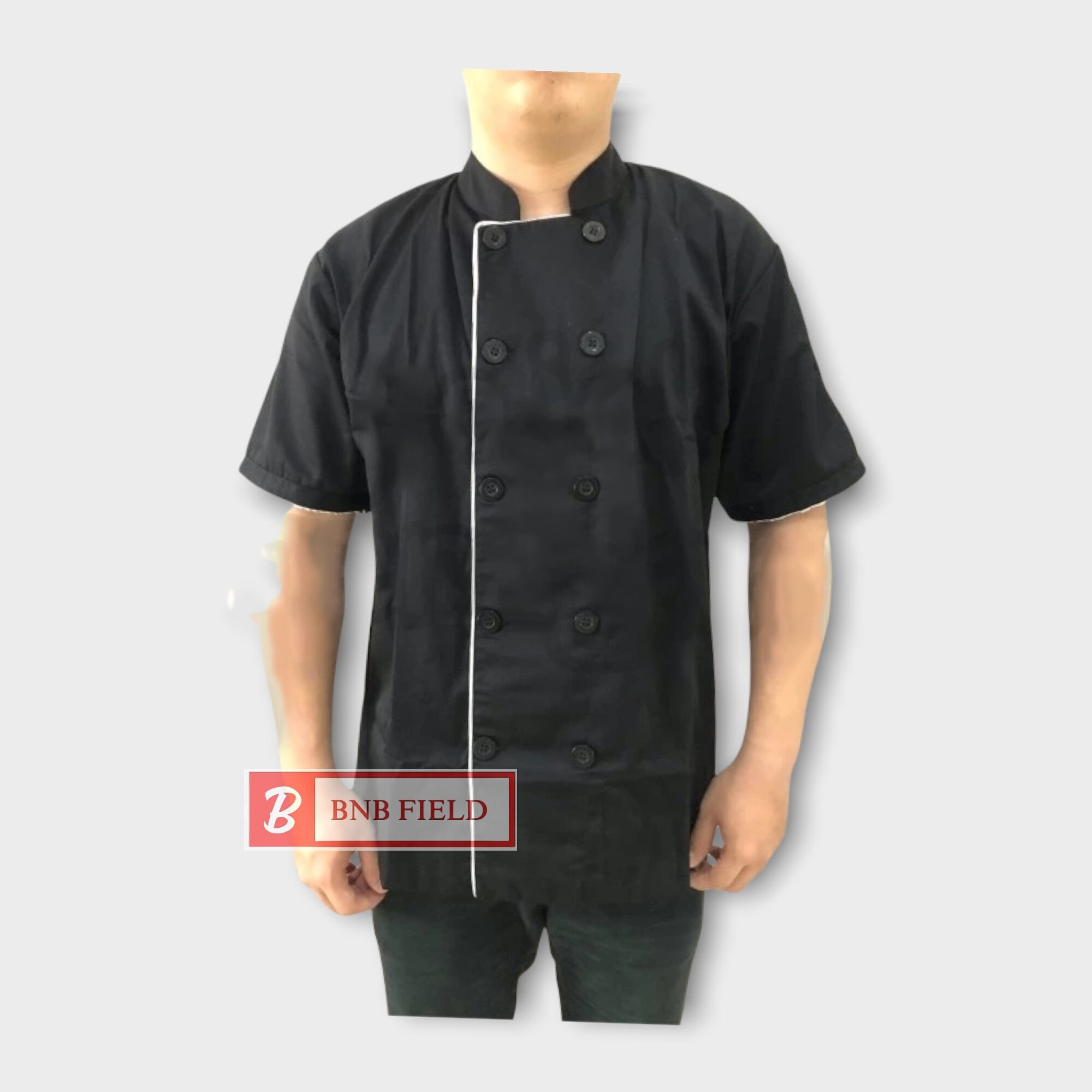 Baju Seragam Koki Chef Hitam Lis Putih Bahan American Drill. | Lazada ...