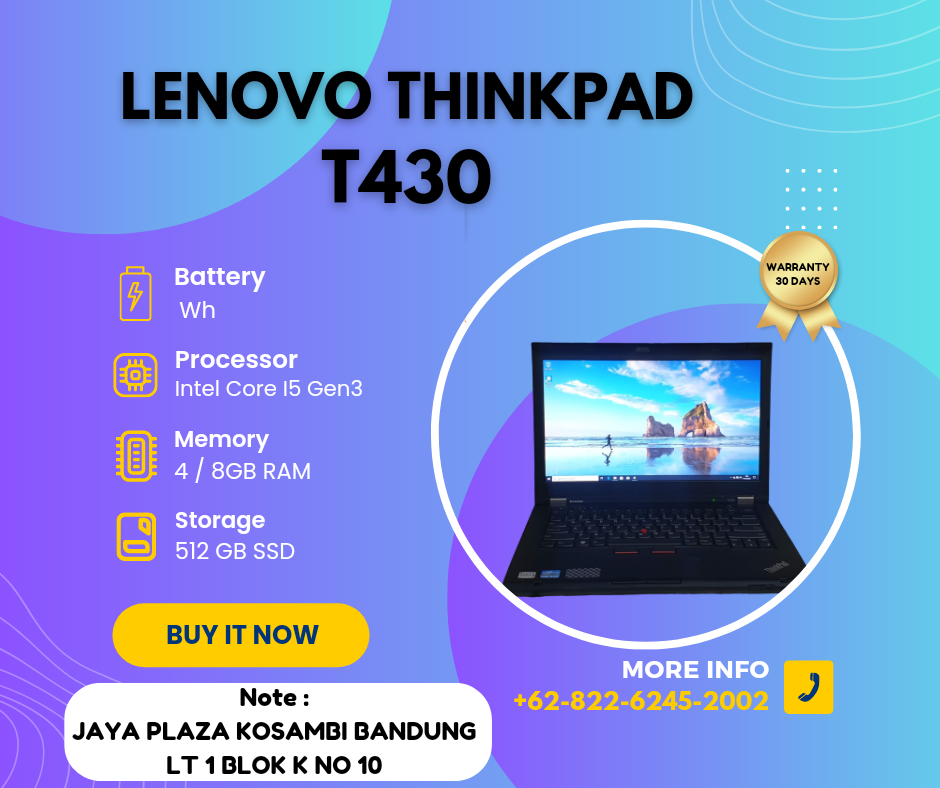 Laptop Lenovo Thinkpad T430 Intel Core I5 Gen3 / I7 Gen3 | Lazada Indonesia