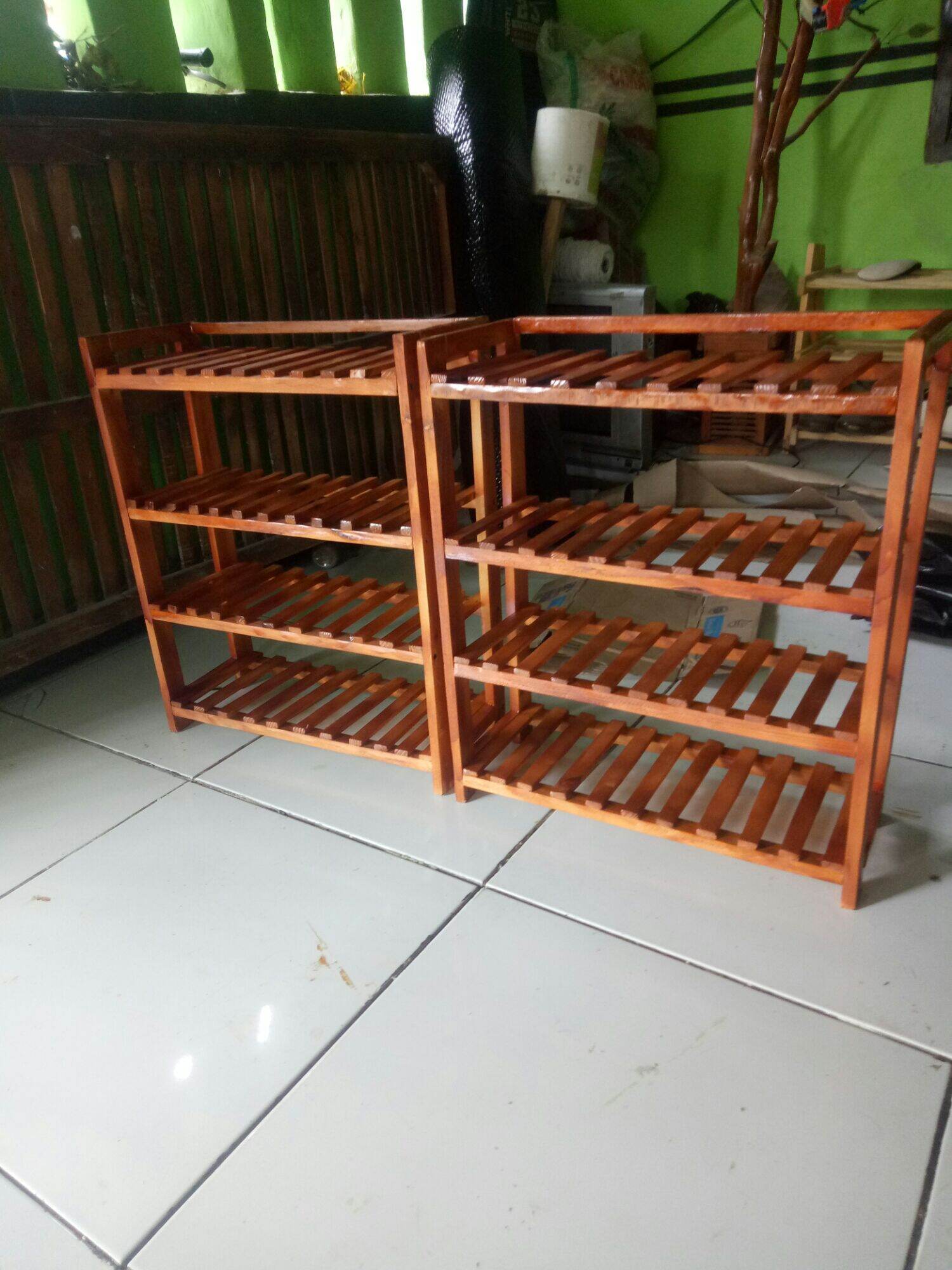 rak sepatu kayu jati belanda 4 susun size =P50L25T60 | Lazada Indonesia