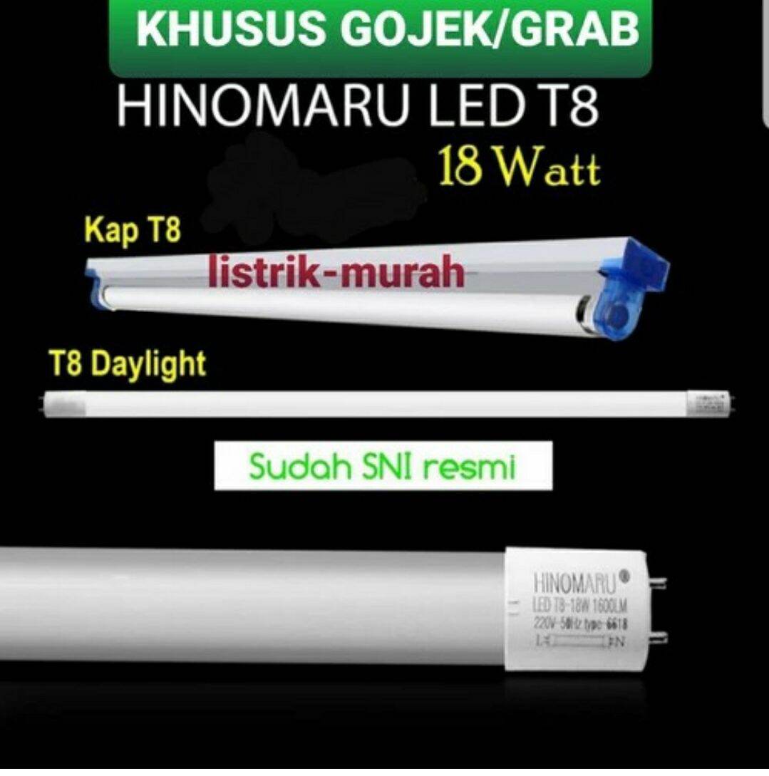 Hinomaru Kap Balok LED T8 TL Neon + Lampu 18 W 18Watt Putih SNI Set | Lazada Indonesia