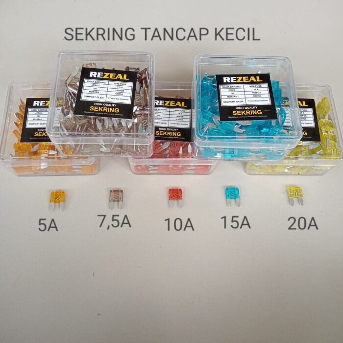 (100 PCS) Sikring Sekring Fuse Mini Kecil Rezeal 5A 7,5A 10A 15A 20A ...