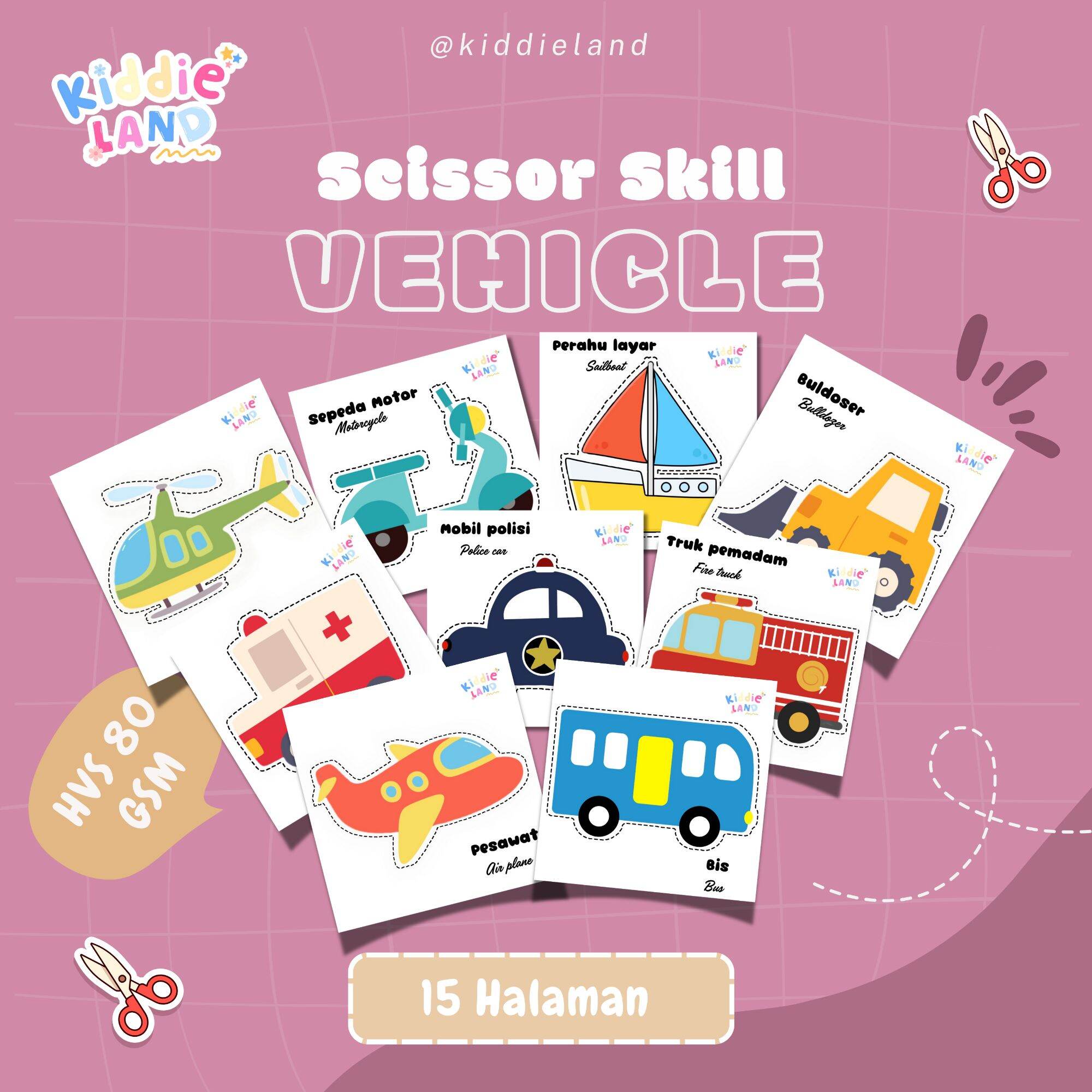 KIDDIELAND worksheet Scissor Skill lembar aktivitas mainan edukasi anak ...