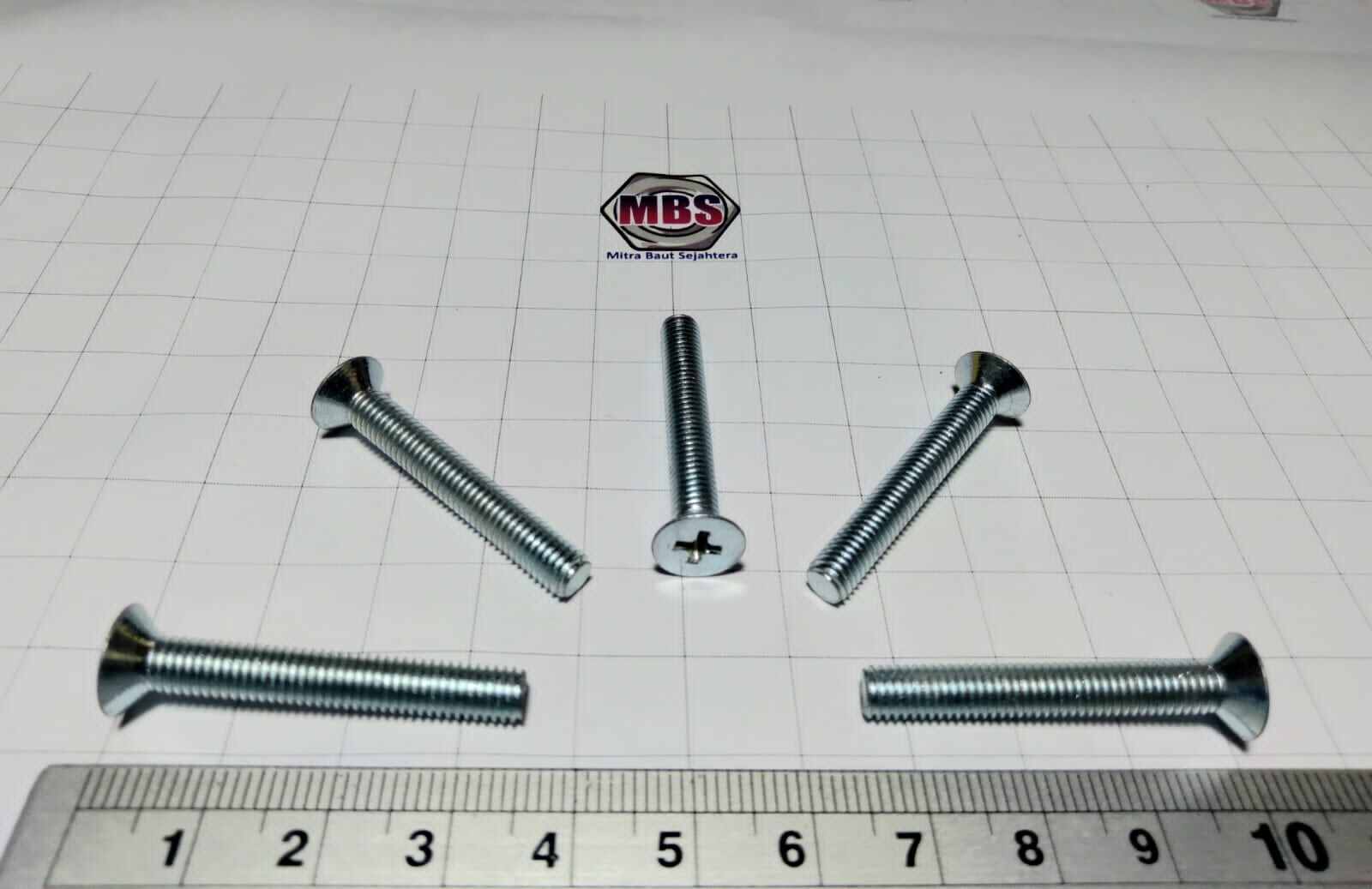 10 Pcs Baut Jf M5 x 35 Galvanis / Sekrup / Skrup Jf M5 x 35 Panjang 3,5 ...
