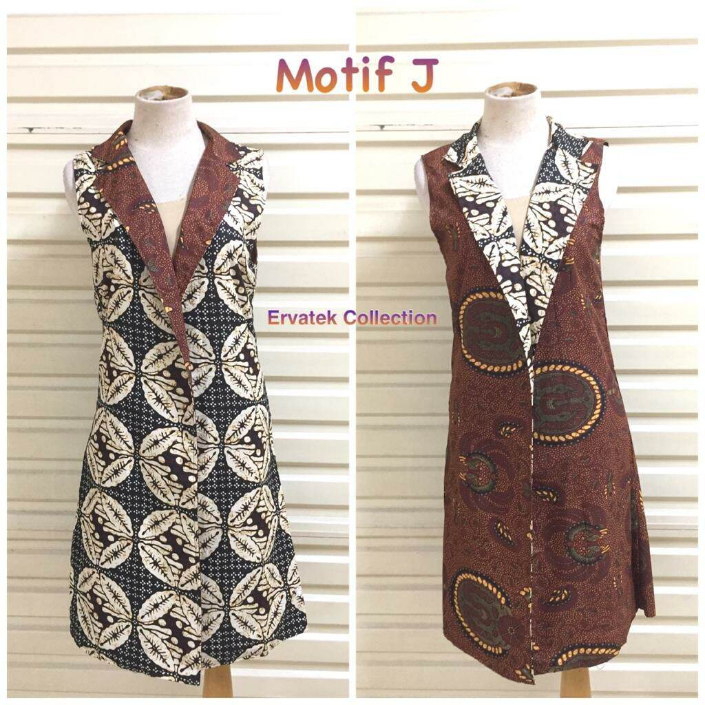 Rompi Bolero Cardigan Batik Bolak Balik Wanita / Blazer / Outer Batik ...