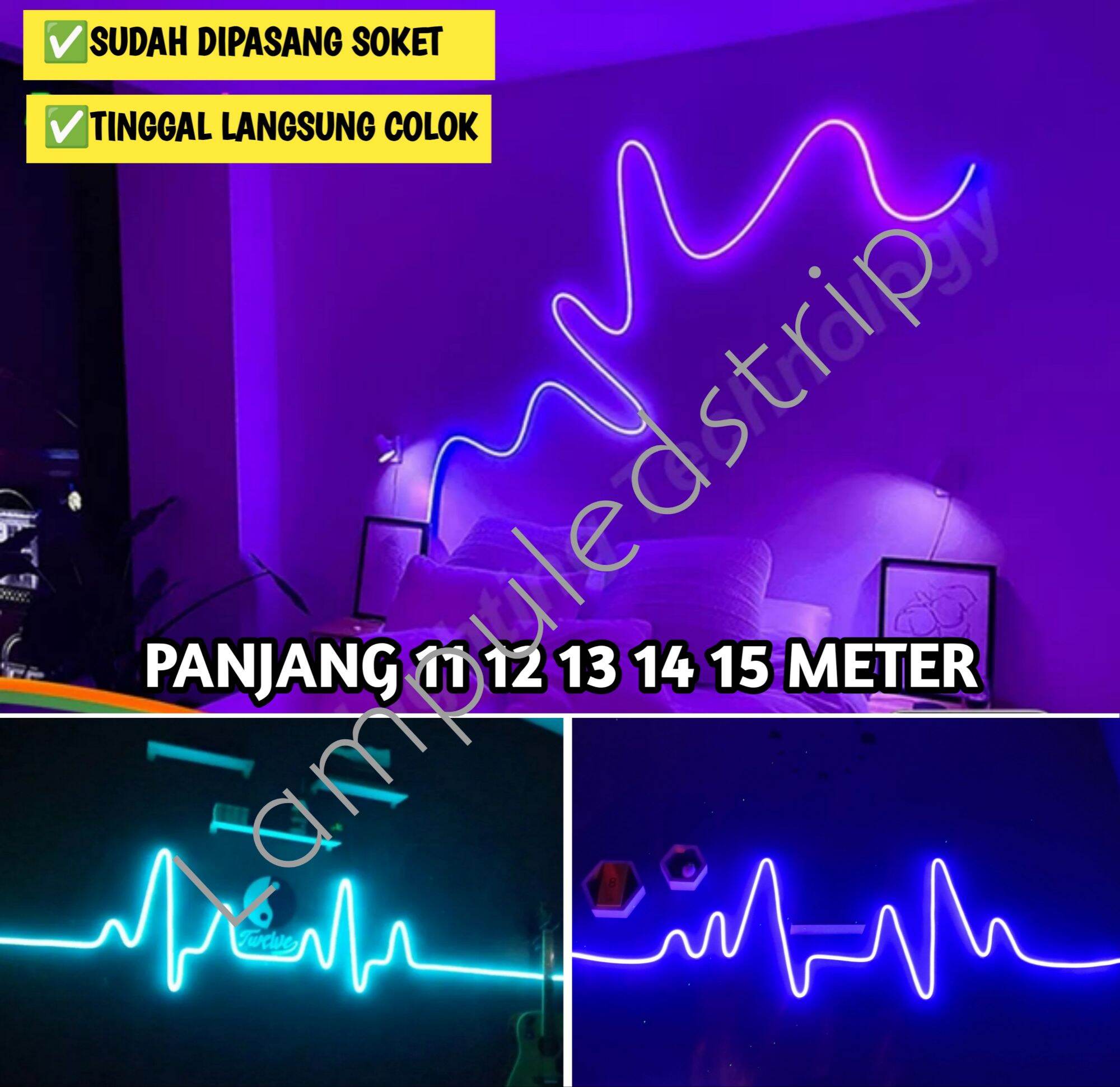 Lampu LED Neon Flex Lampu Hias Plafon Ukuran 11 Meter - 15 Meter Lampu ...
