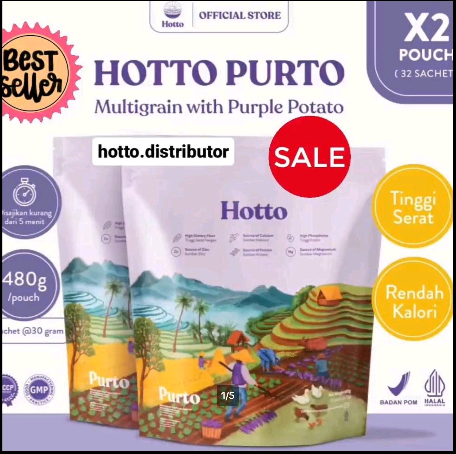 HOTTO PURTO 2POUCH (32 SACHETS) MINUMAN MULTIGRAIN KEKINIAN BPOM HALAL ...