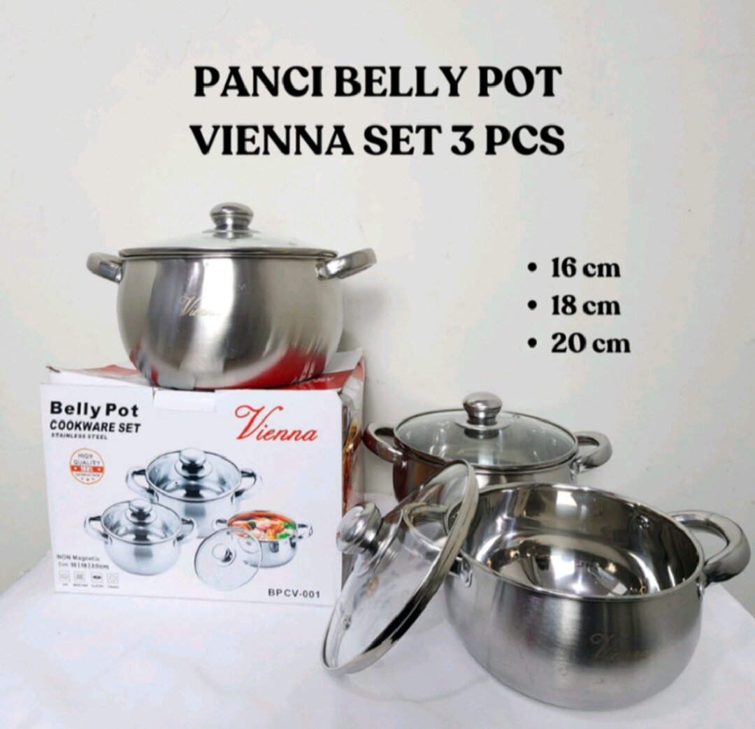 Panci Labu Set isi 3 Pcs Stainless Steel Dengan Tutup Kaca | Lazada ...