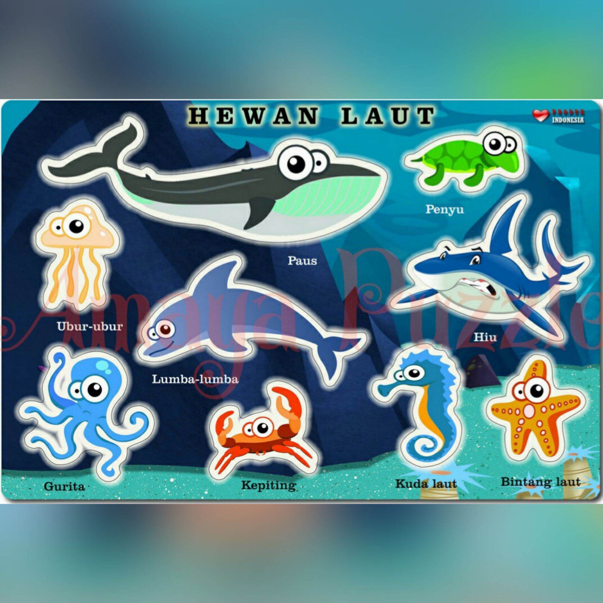 Puzzle Hewan Laut Ikan Kepiting Bintang Laut Gurita Kuda Laut Penyu ...