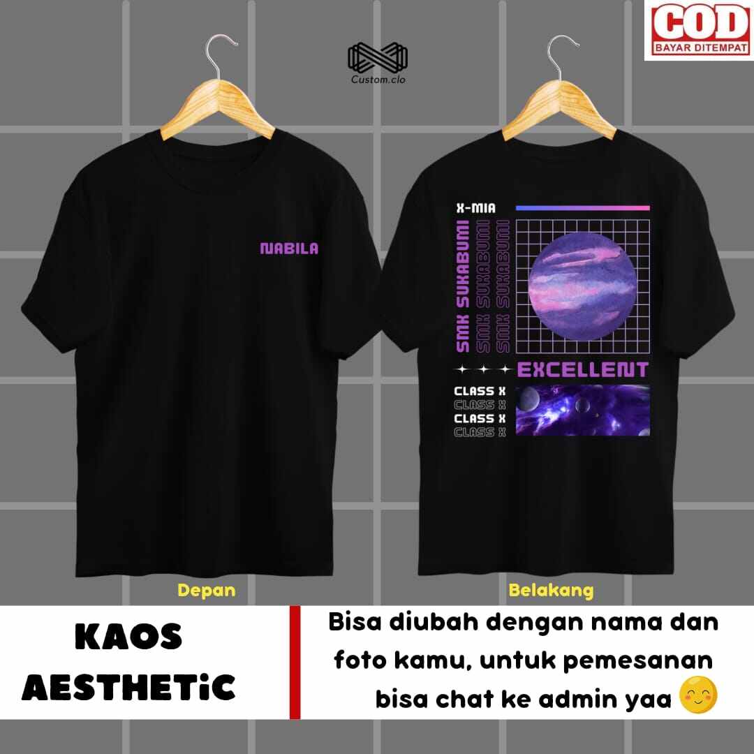 Bisa Cod!! Custom sablon kaos kelas aesthetic bisa diganti dengan nama ...