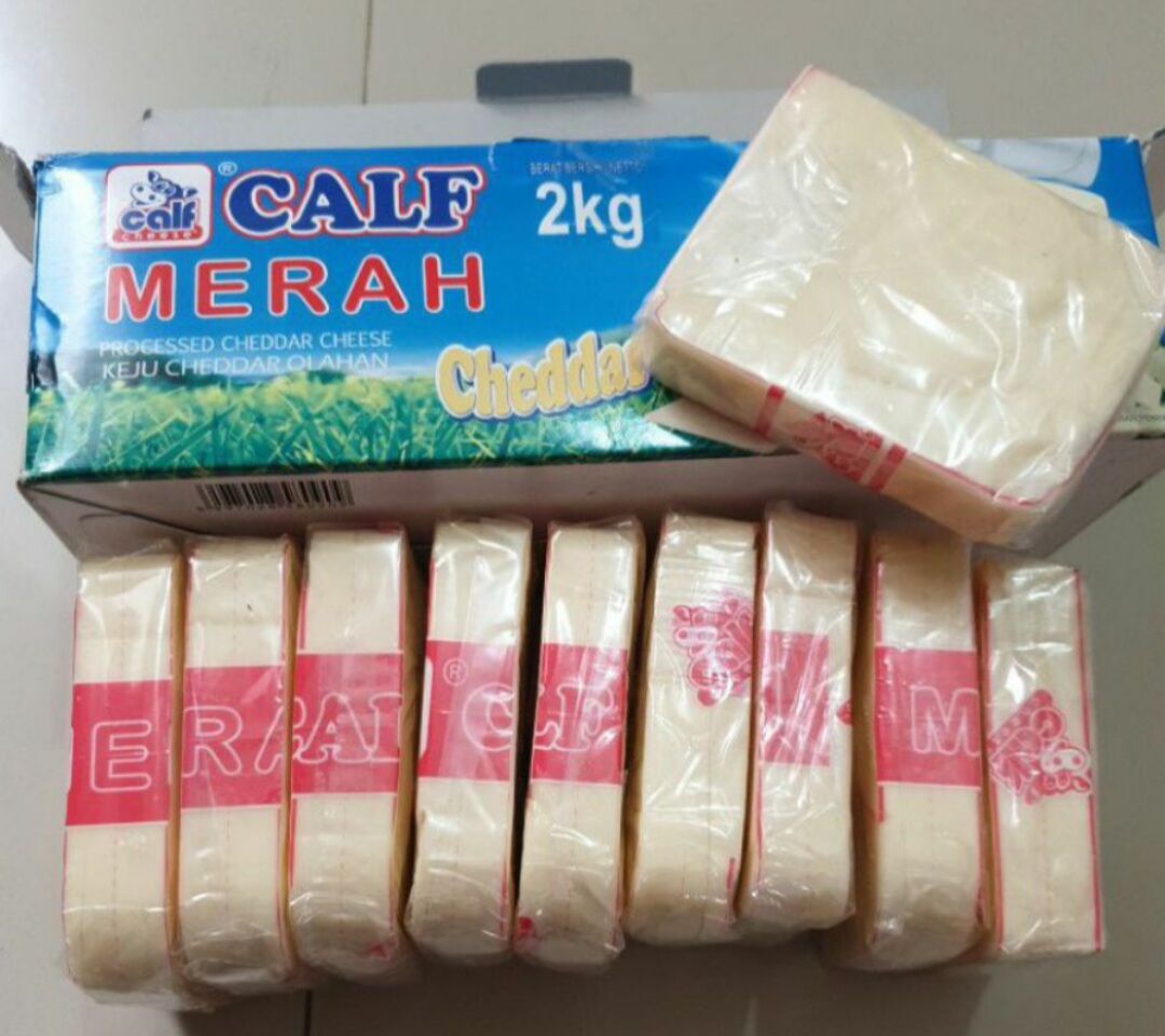 keju calf merah cheddar 2kg / keju calf mentari cheddar cheese 2kg ...