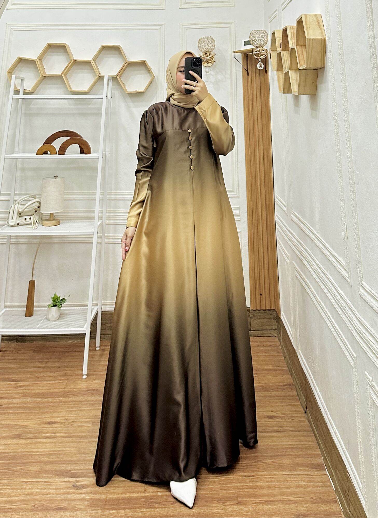 Gamis Gradasi Terbaru Bahan Valentino Silk Baju Wanita Modern bisa COD ...