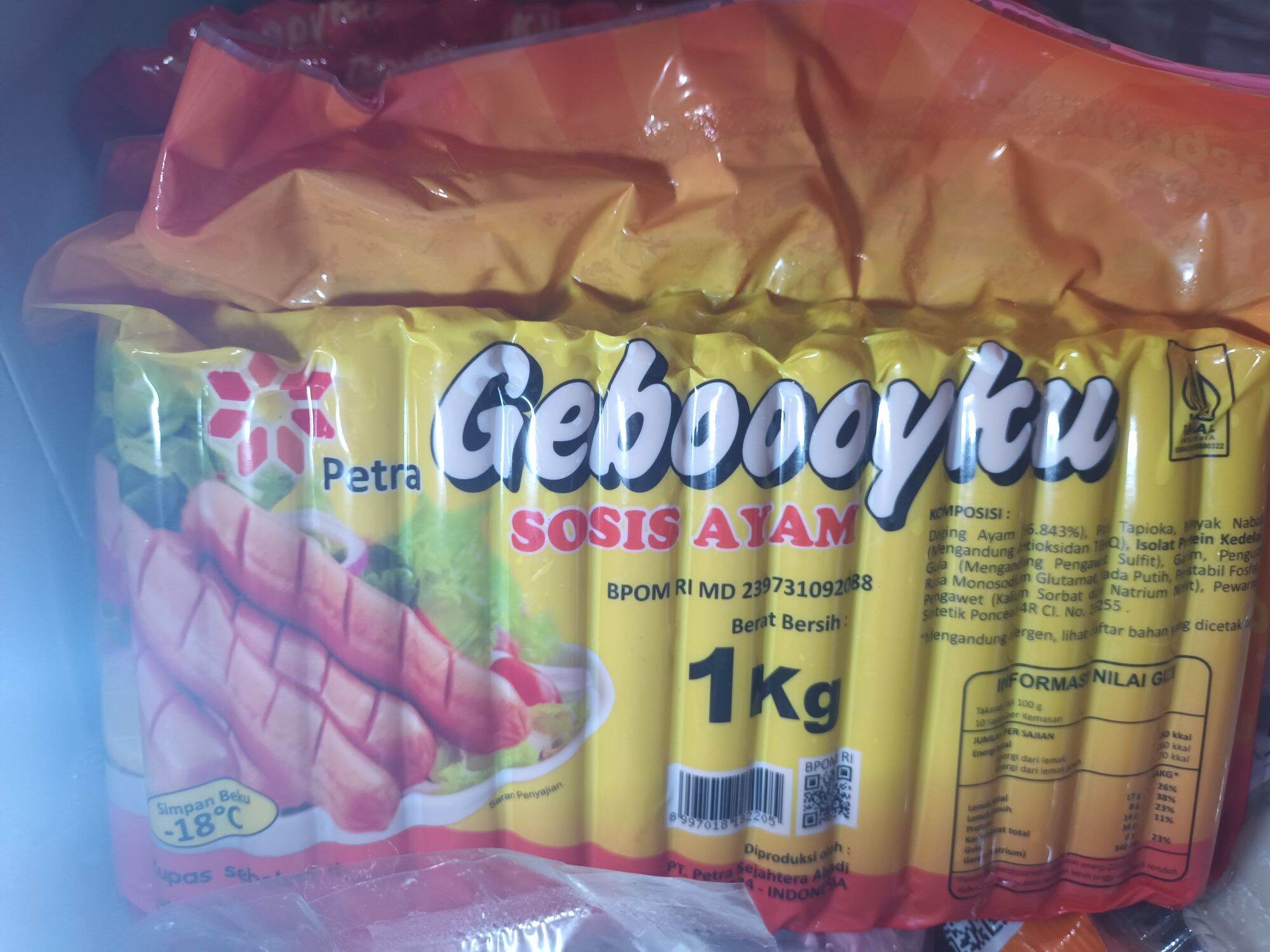 sosis gebooyku 1kg isi 40pcs ukuran sedang / sosis goreng / sosis bakar ...