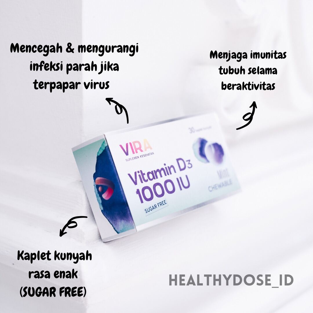 VIRA CHEWABLE STRIP ISI 30 KAPLET / VITAMIN D3 1000 IU | Lazada Indonesia