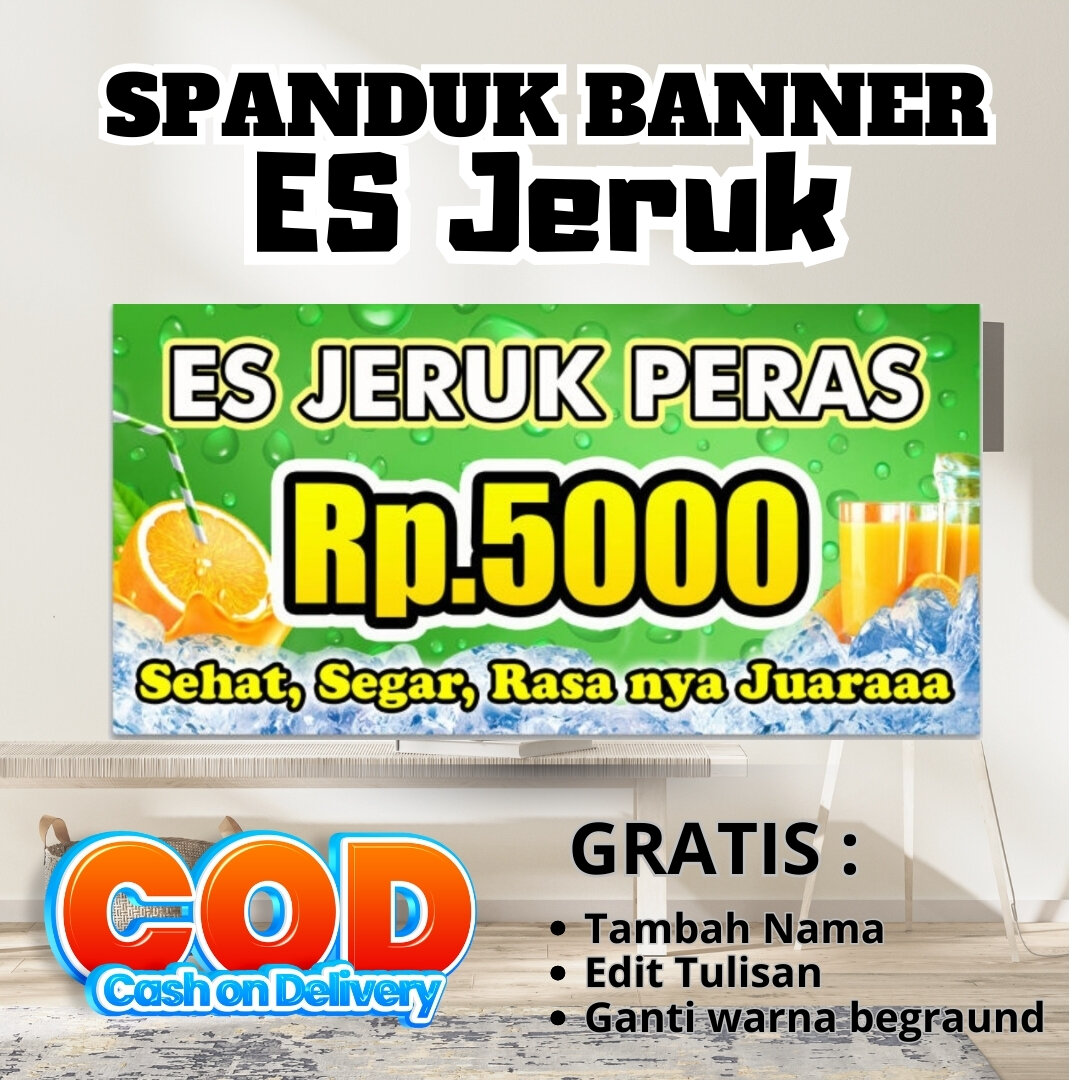 SPANDUK JUALAN ES JERUK | BANNER JUALAN MINUMAN KEKINIAN | Lazada Indonesia
