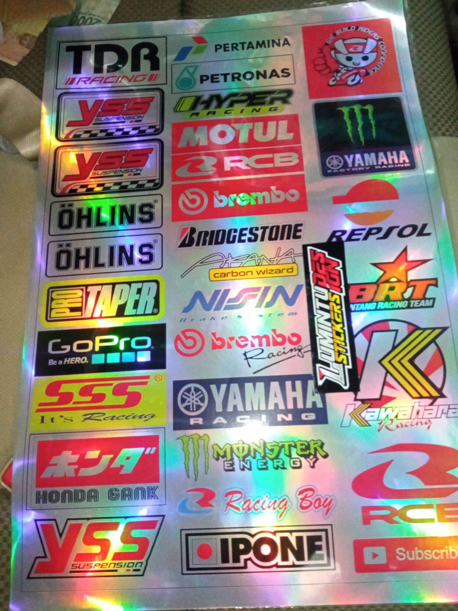Stiker Pack Sponsor Racing Hologram Yss Sss Honda Gank Dapet Banyak ...