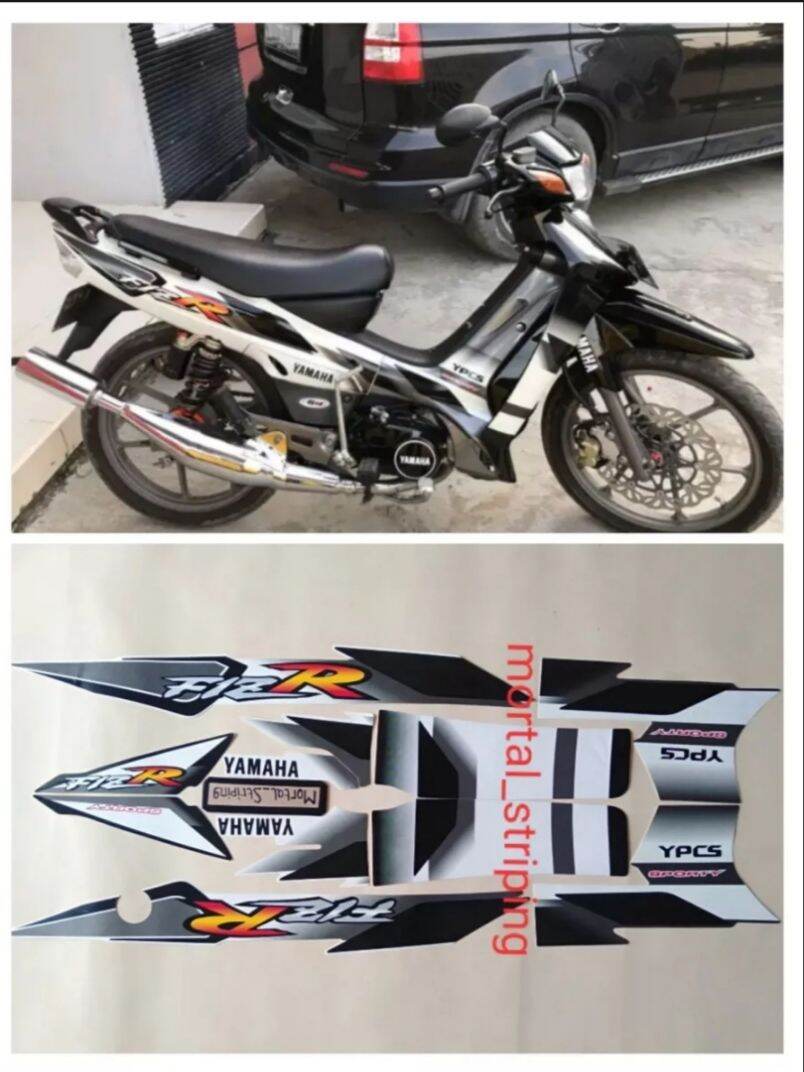 STIKER STRIPING & LIS BODY YAMAHA FIZR F1ZR MARLBORO 2002 PUTIH HITAM ...