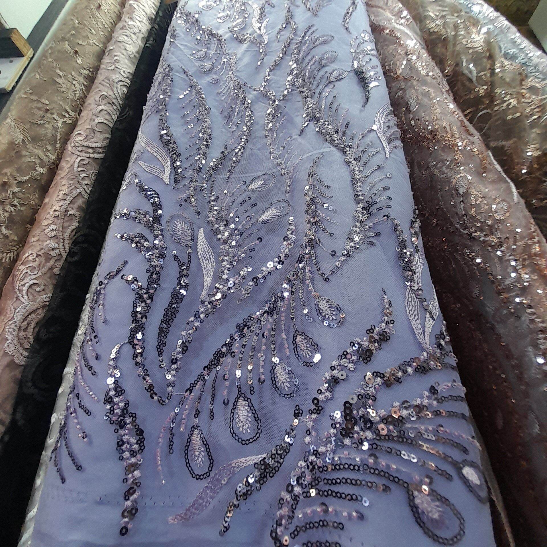 Kain Tile Full Payet Squen/Brukat kain full payet/Bahan tule full payet ...