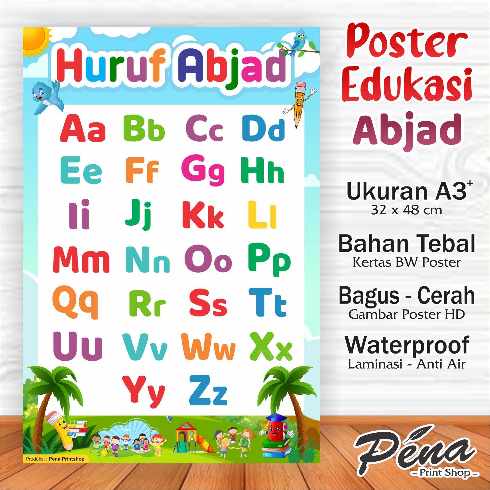 Poster Edukasi Anak / Poster Abjad Huruf ABC / Poster Mengenal Hurud ...