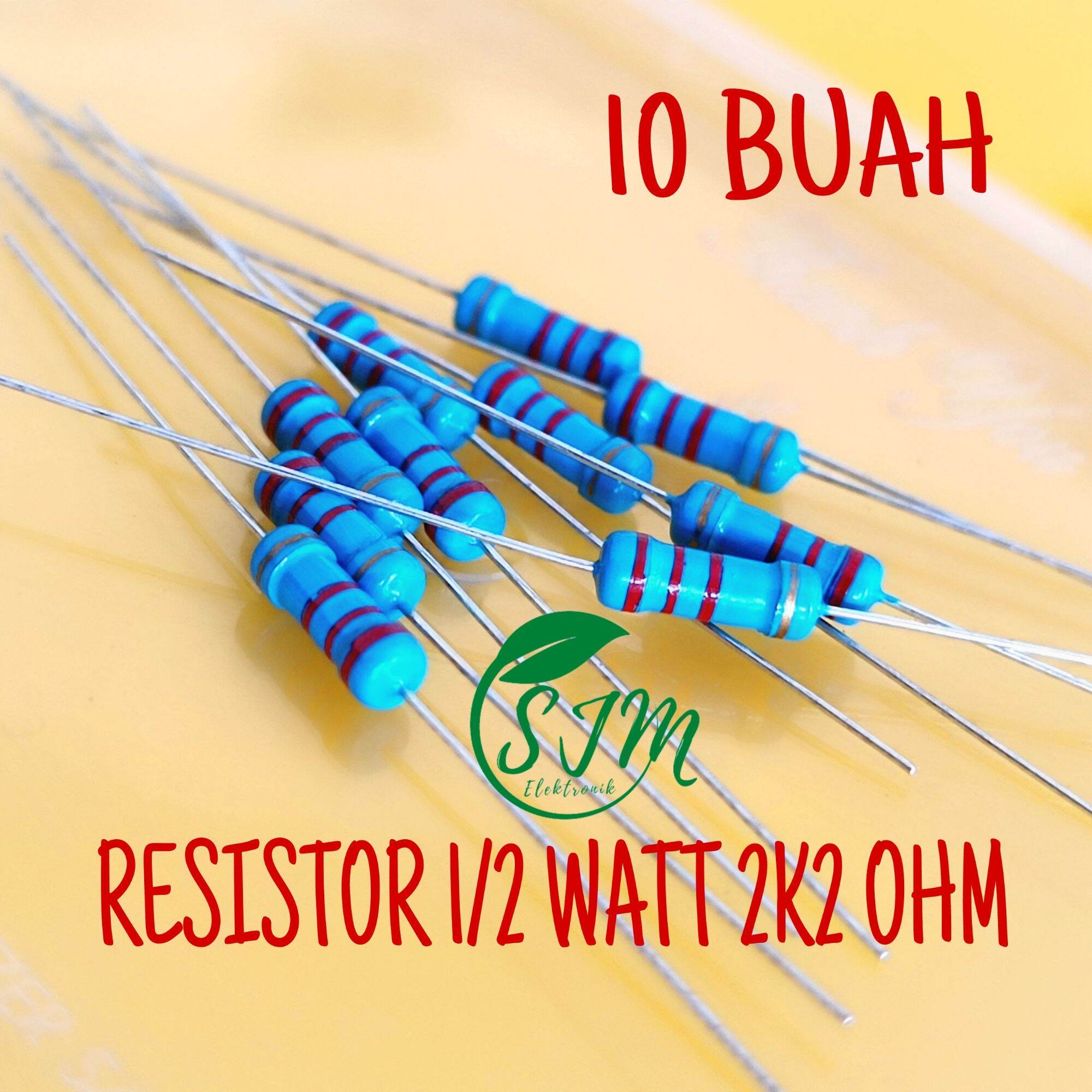 (10 Buah) RESISTOR 1/2 WATT 2K2 OHM RESISTOR 1/2W 2K2 OHM | Lazada Indonesia