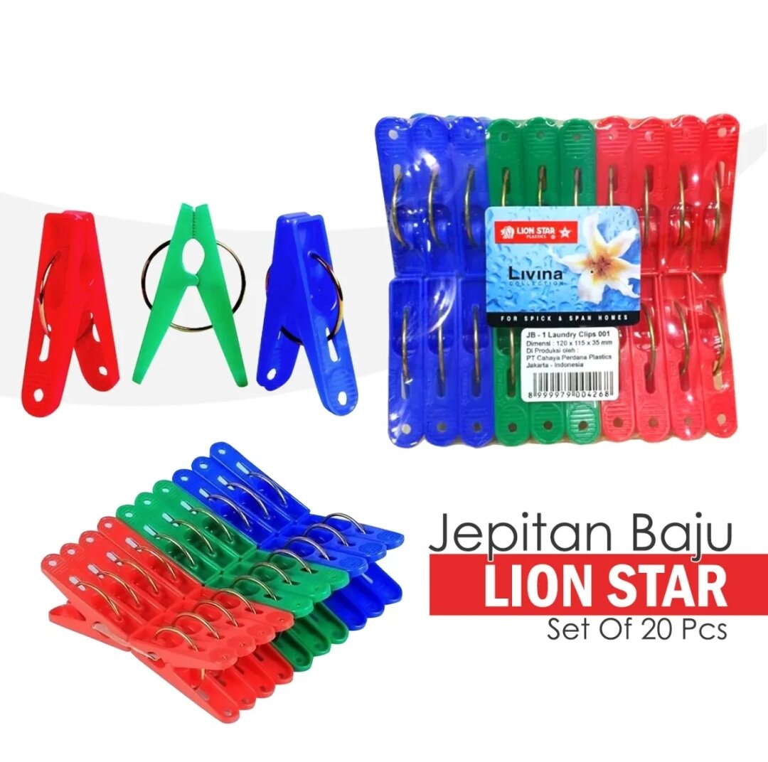 Jepitan Baju Jepit Jemuran Lion Star Livina Isi 20pcs | Lazada Indonesia