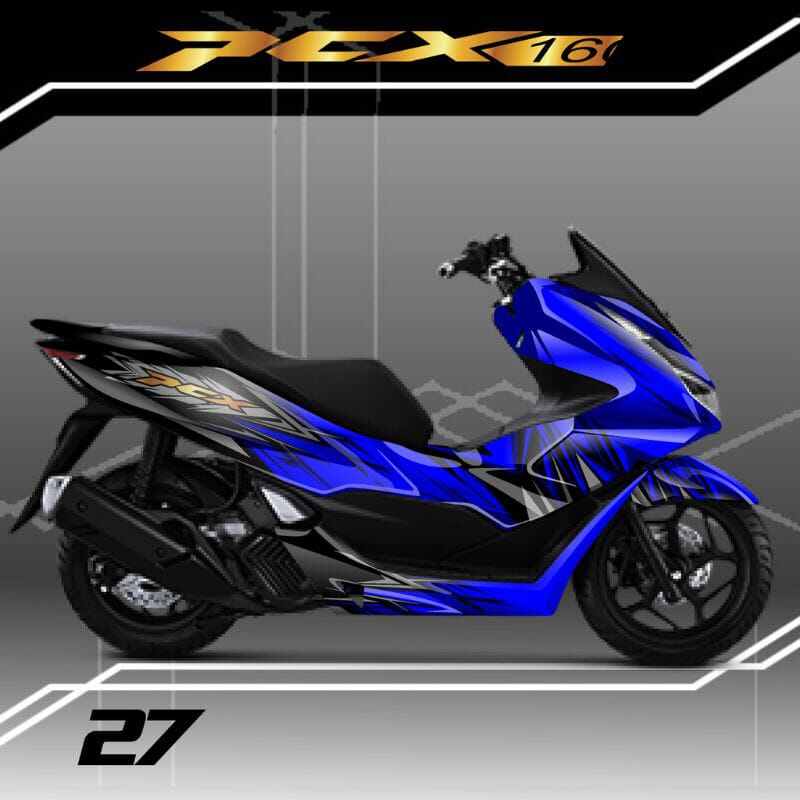stiker decal pcx 160 full body warna biru striping decal variasi motor ...
