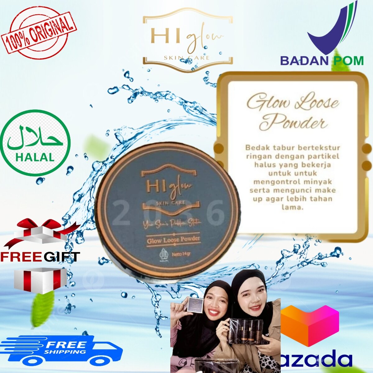 (ORIGINAL)BEDAK TABUR/LOOSE POWDER HI GLOW SKINCARE | Lazada Indonesia