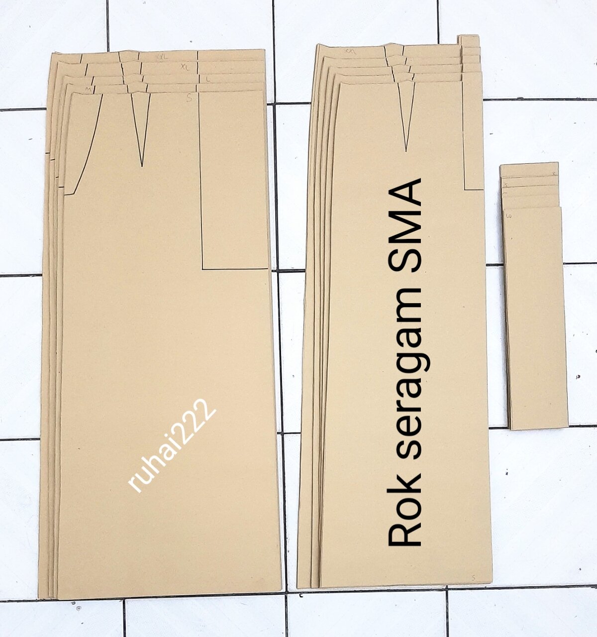 pola ROK seragam SMA satu set isi 5 ukuran Size S M L XL XXL | Lazada ...