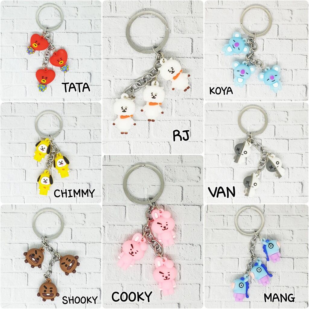 Indo Accesoris GANTUNGAN KUNCI MINI TRIPLE BTS BT21 KPOP / KEY CHAIN ...